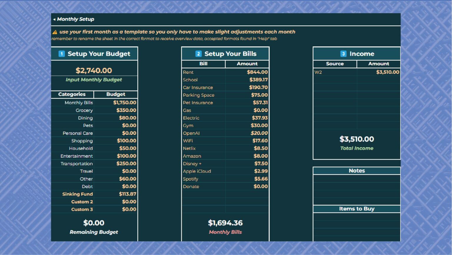 Personal Finance and Monthly Budget Template | Free Template