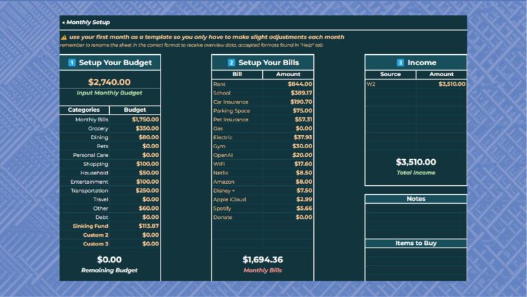 Personal Finance and Monthly Budget Template | Free Template