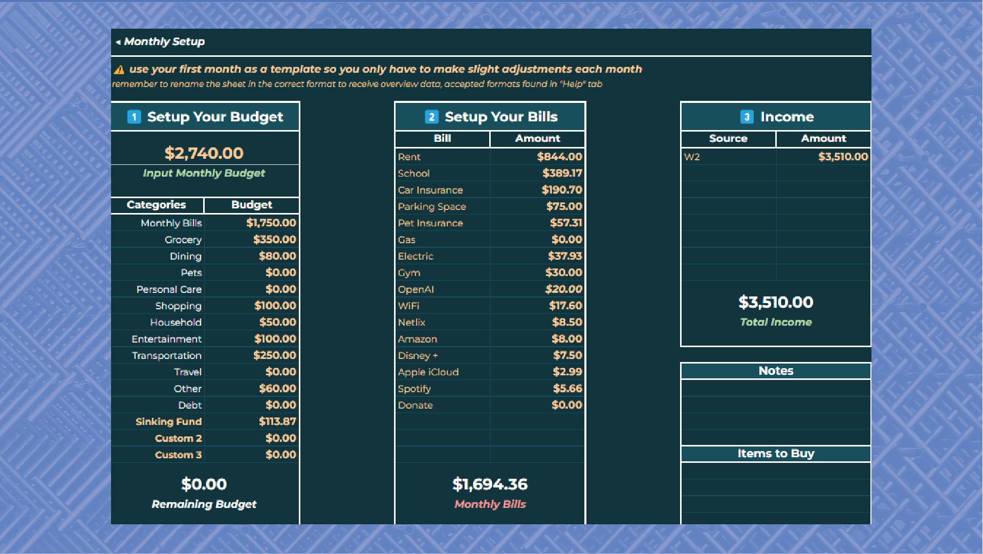 Personal Finance and Monthly Budget Template | Free Template