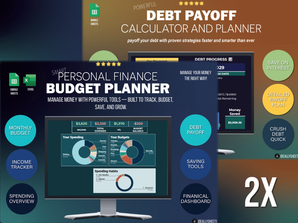 Personal Finance Bundle (Debt Payoff & Monthly Budget Template ...